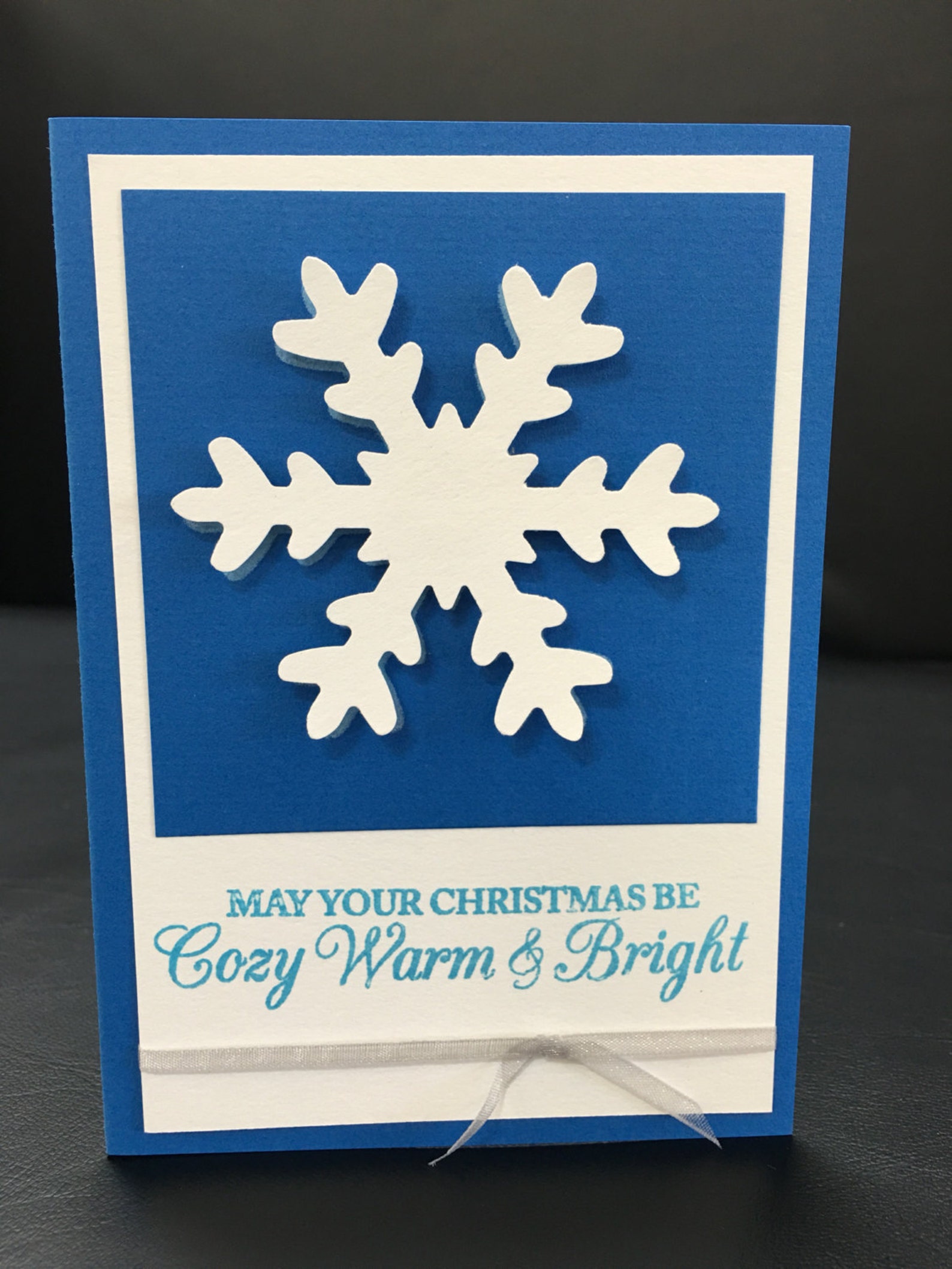 Snowflake Christmas Cards - 3 Pack - Handmade Stamped Holiday Greeting ...