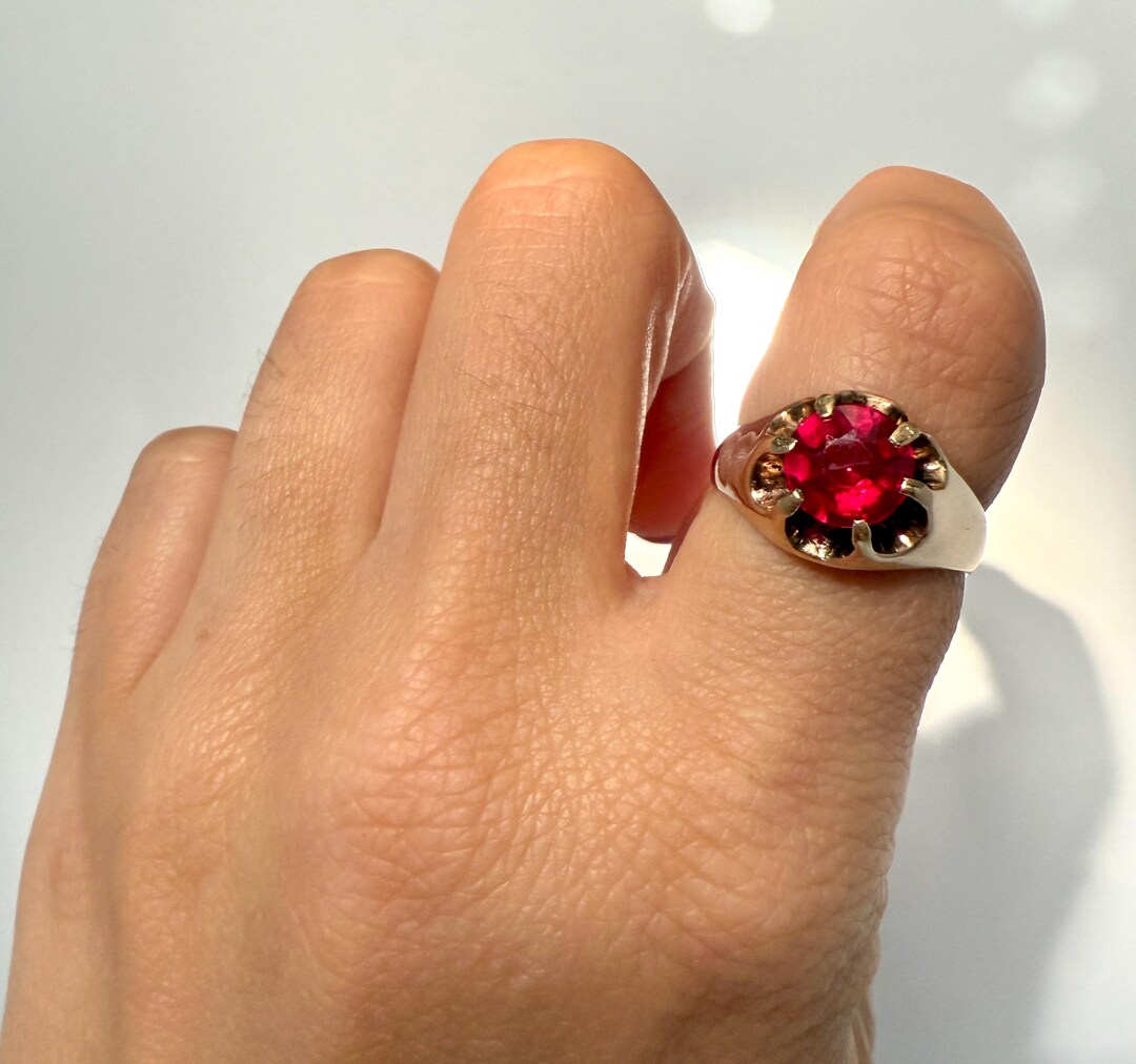 Vintage 1960's 14K Gold and 1.3C Red Ruby Ring, July Birthstone, Size 8 ...