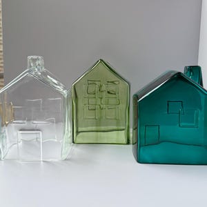 Vintage Glass House Figurines, Holiday Miniature Houses, Modern Home ...