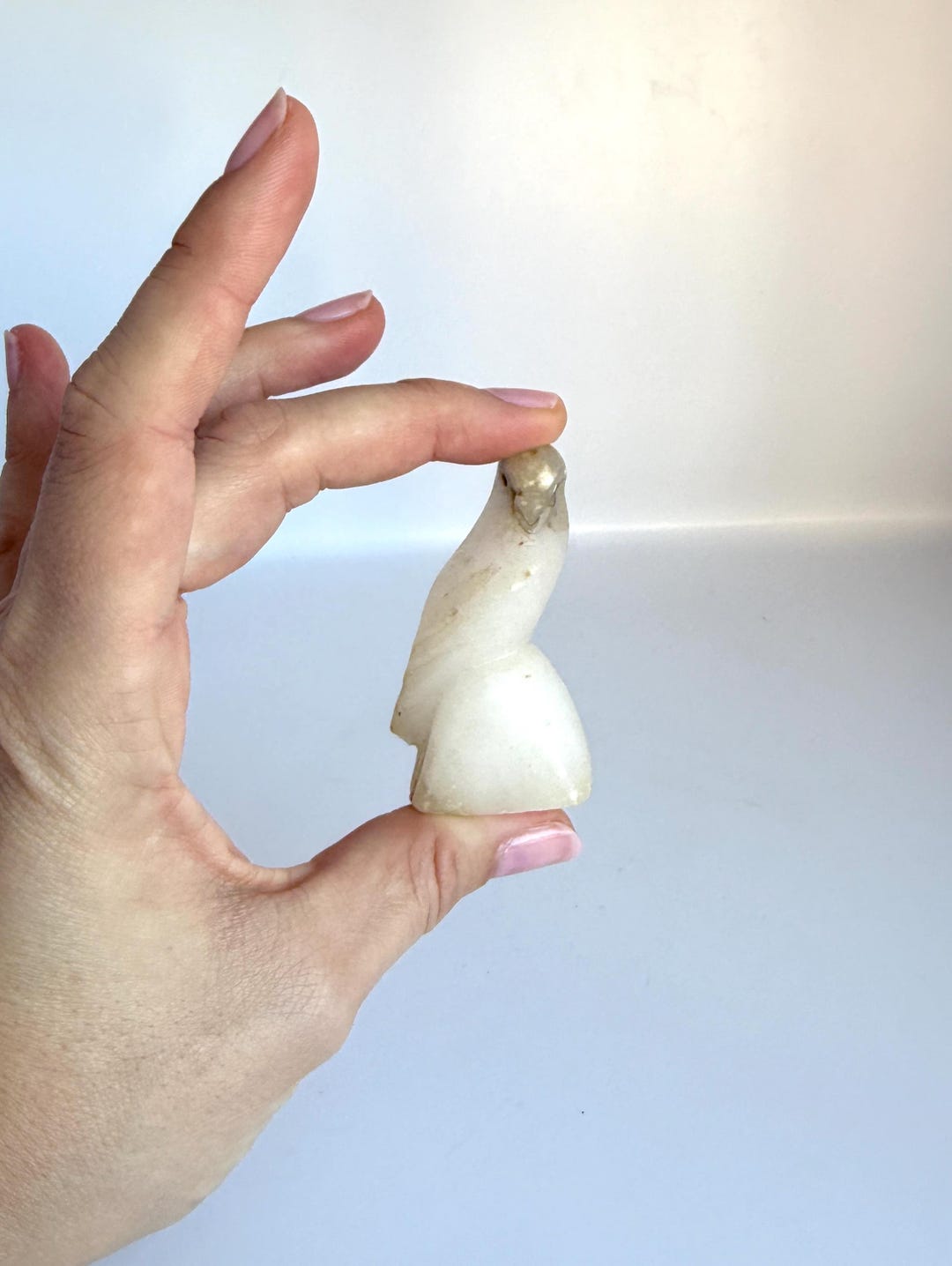 Small White Alabaster Parrot Figurine / Bird Statue / Modern Tropical ...