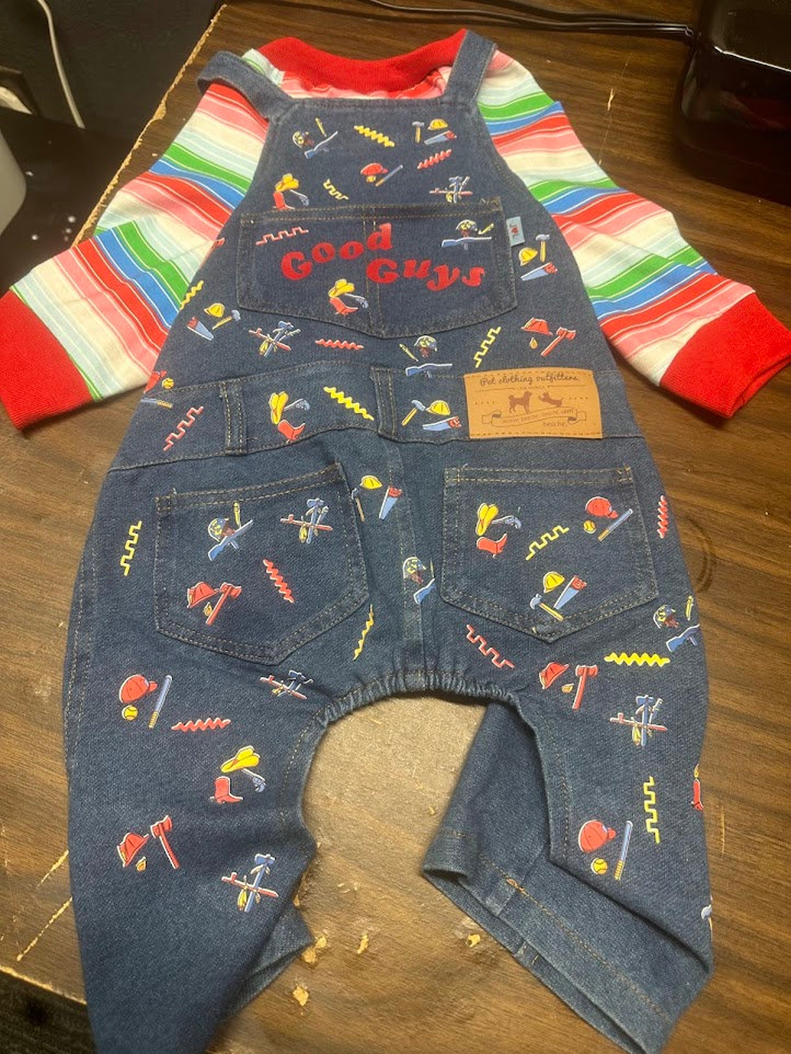 Awesome Dog Chucky Costume Overalls Striped Tshirt Halloween - Etsy