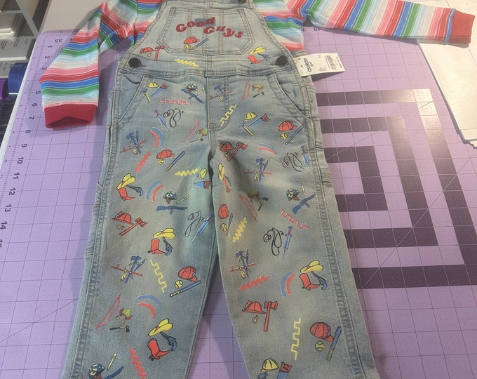 Chucky Good Guy Doll Costume Overalls Decals Shirt Size 2 3 READ DESCRIPTION - Etsy