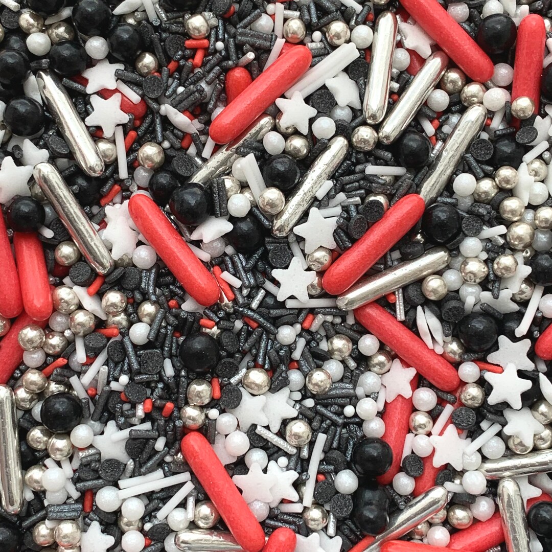Cruella Inspired, Disney Villain Sprinkle Mix. Black, White, Red Star ...