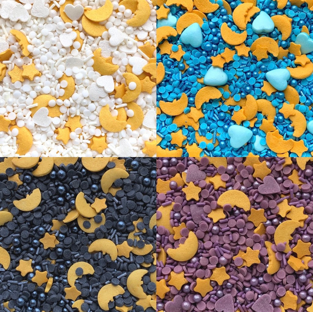 Moon and Stars Sprinkle Mix. Cake Decorating Cupcake - Etsy