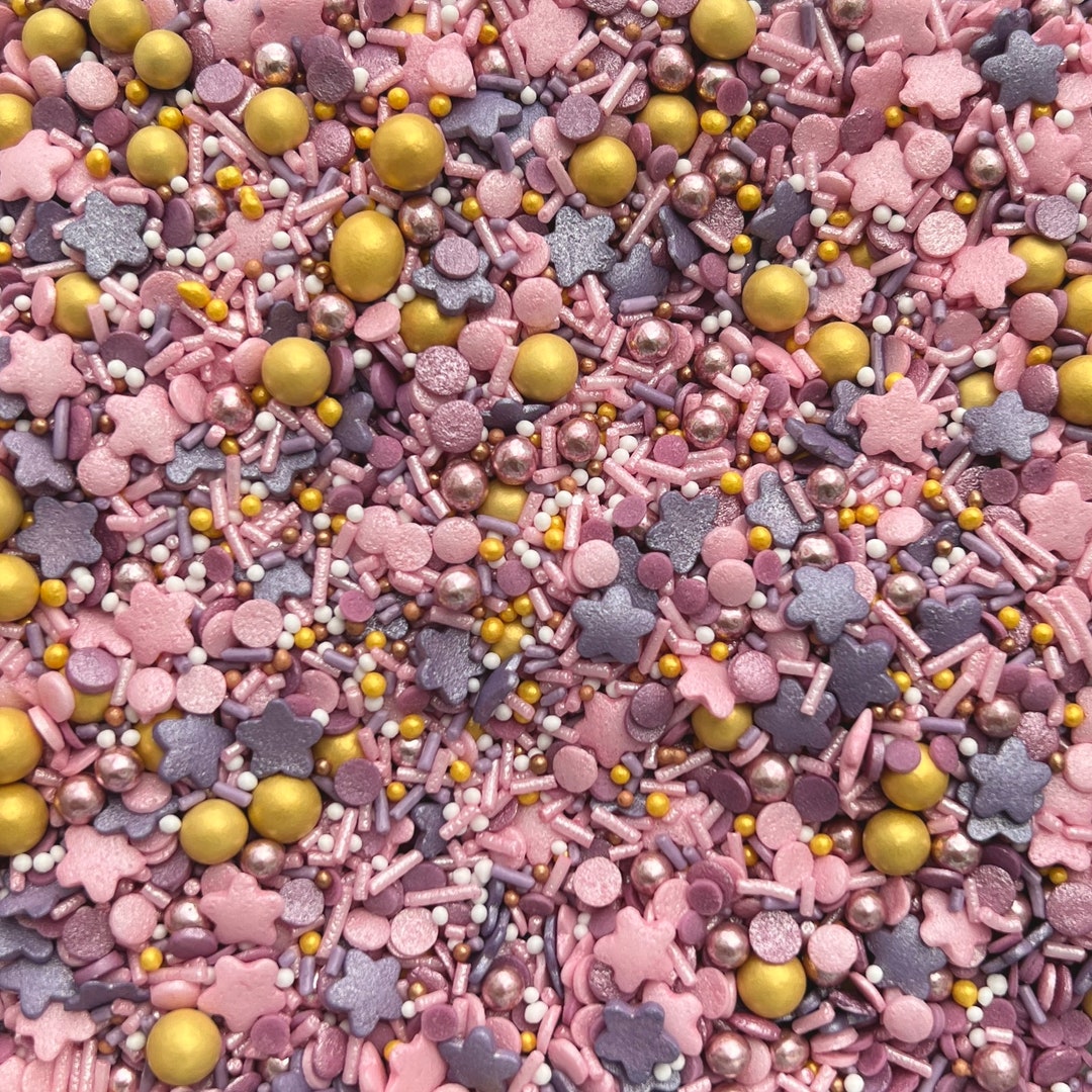 Rapunzel Inspired Sprinkle Mix. Pink, Gold and Purple Flower Sprinkle ...