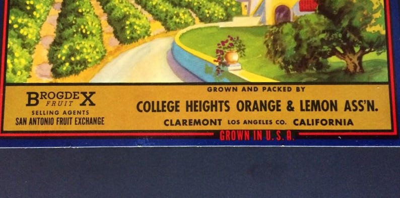 Valley View Lemon & Oranges, Claremont, CA - Vintage Fruit Crate Label ...