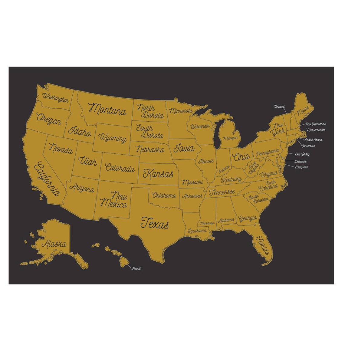 United States Scratch off Vibrant Color Travel Map GOLD - Etsy
