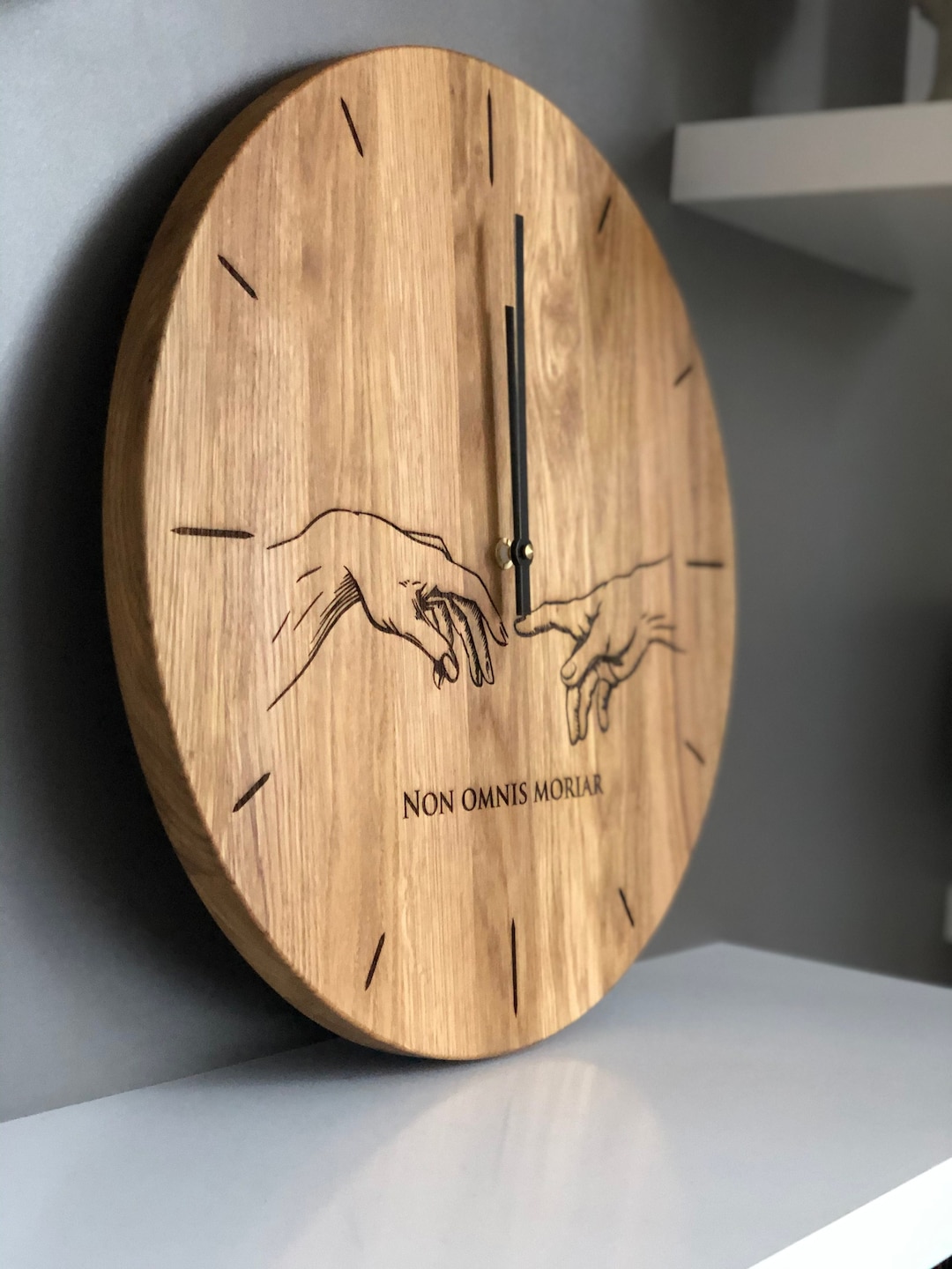 Oak Wood Wall Clock Engraved Personalised Custom Unique Family Wedding ...