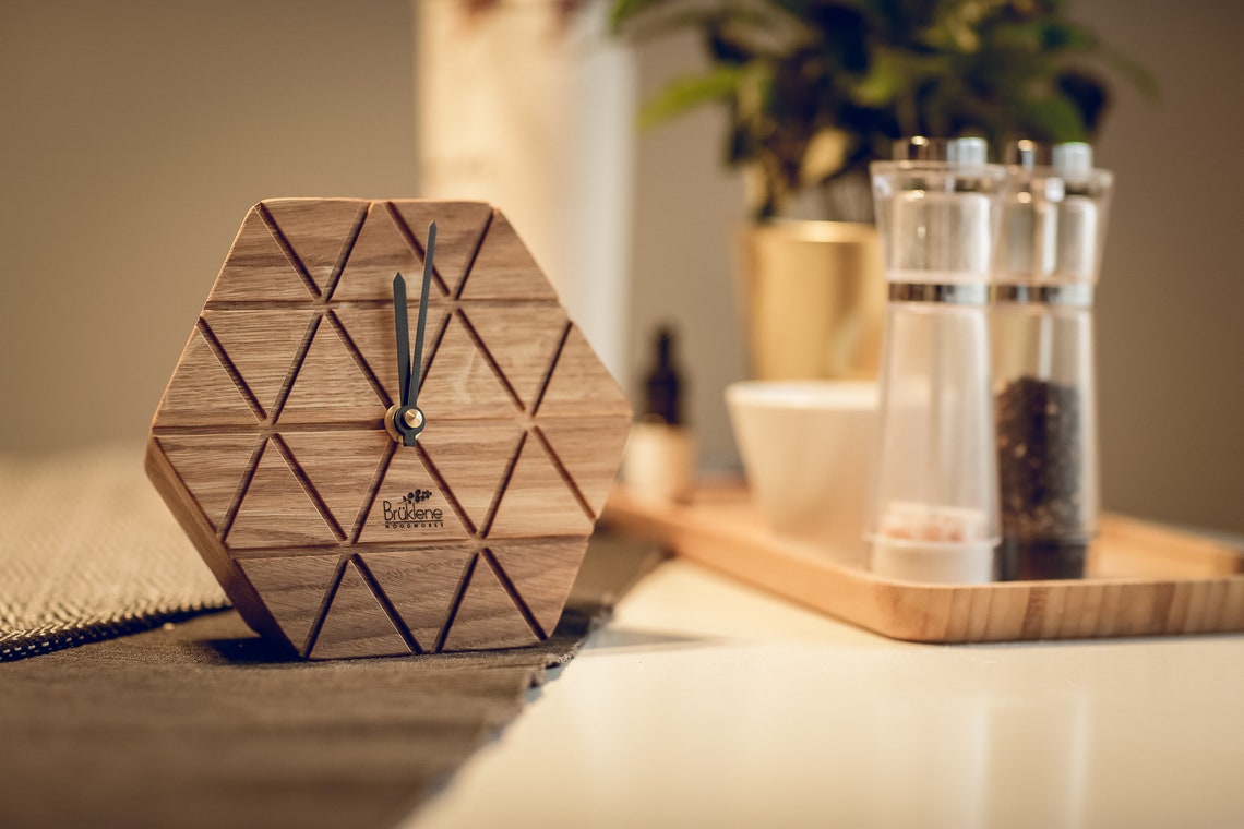 Desk Clock Modern Desk Clock Oak Desk Clock Wood Desk - Etsy