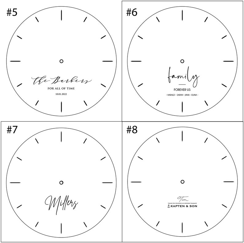 Oak Wood Wall Clock Engraved Personalised Custom Unique Family Wedding ...
