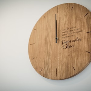 Oak Wood Wall Clock Engraved Personalised Custom Unique Family Wedding ...