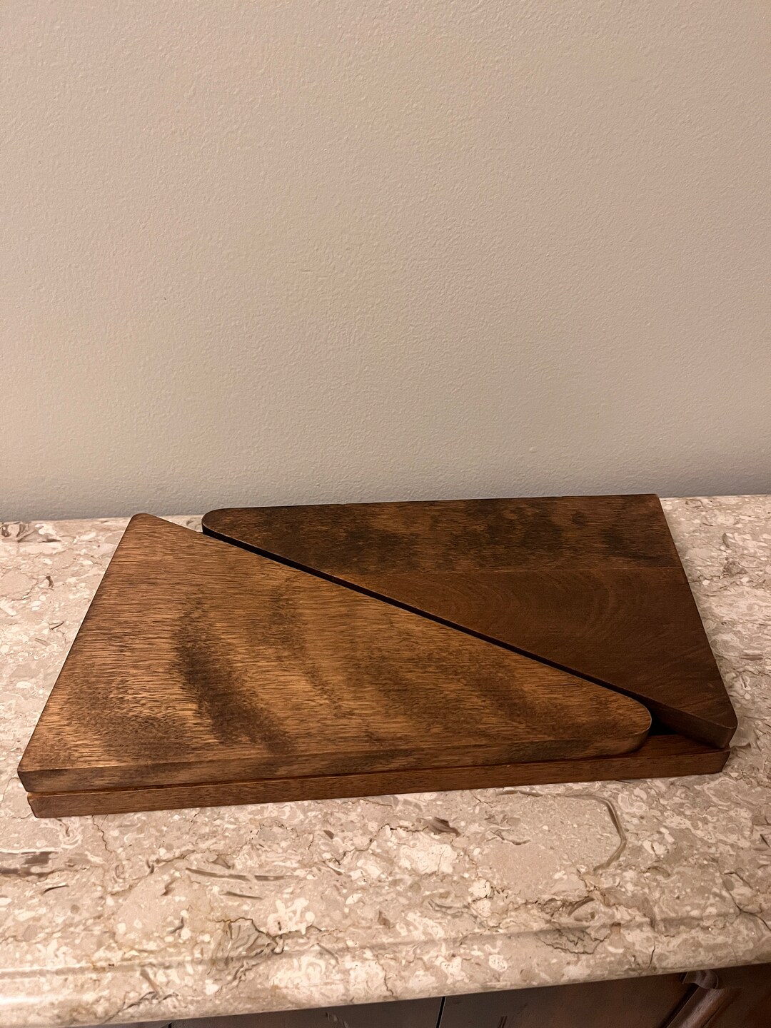 Vintage Solid Wood Folding Cheese Tray With Ceramic Tile Center ...