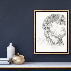 Michelangelo's David - Decorative Print, Pencil Drawing, Renaissance ...