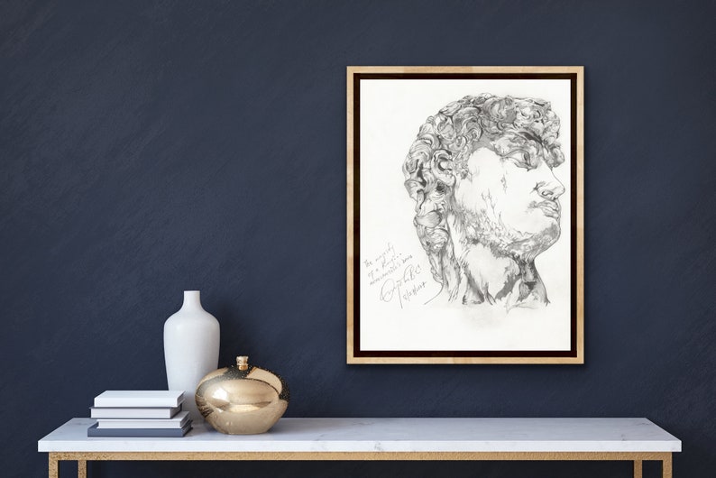 Michelangelo's David Decorative Print, Pencil Drawing, Renaissance Art ...