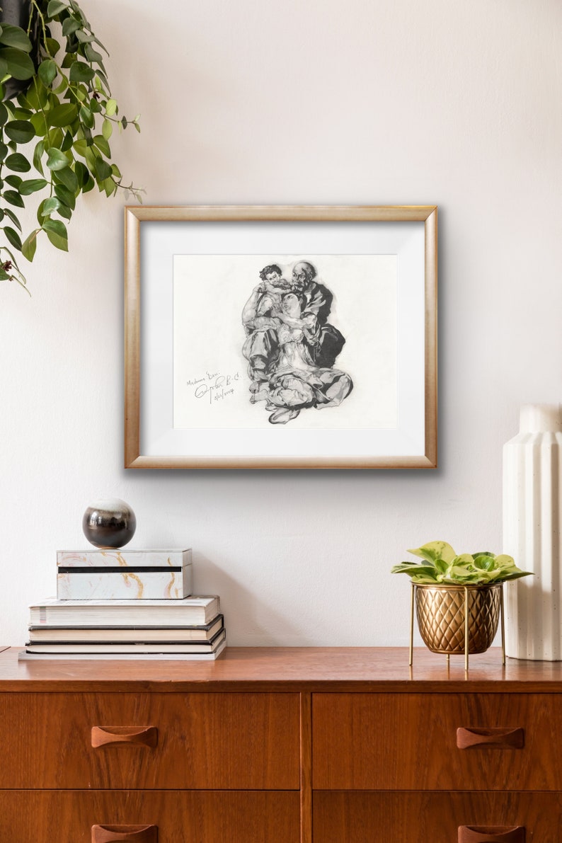 Michelangelo Inspired Renaissance Art Pencil Drawing Print - Etsy