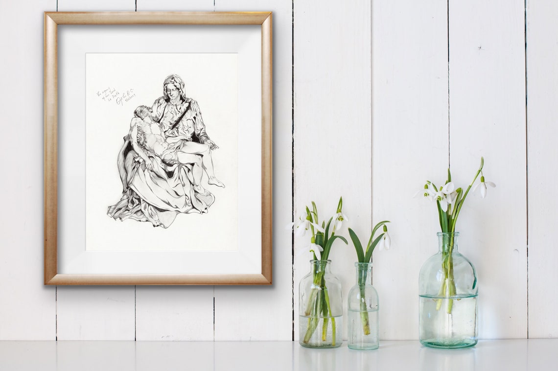 Michelangelo Inspired Renaissance Art Pencil Drawing Print - Etsy