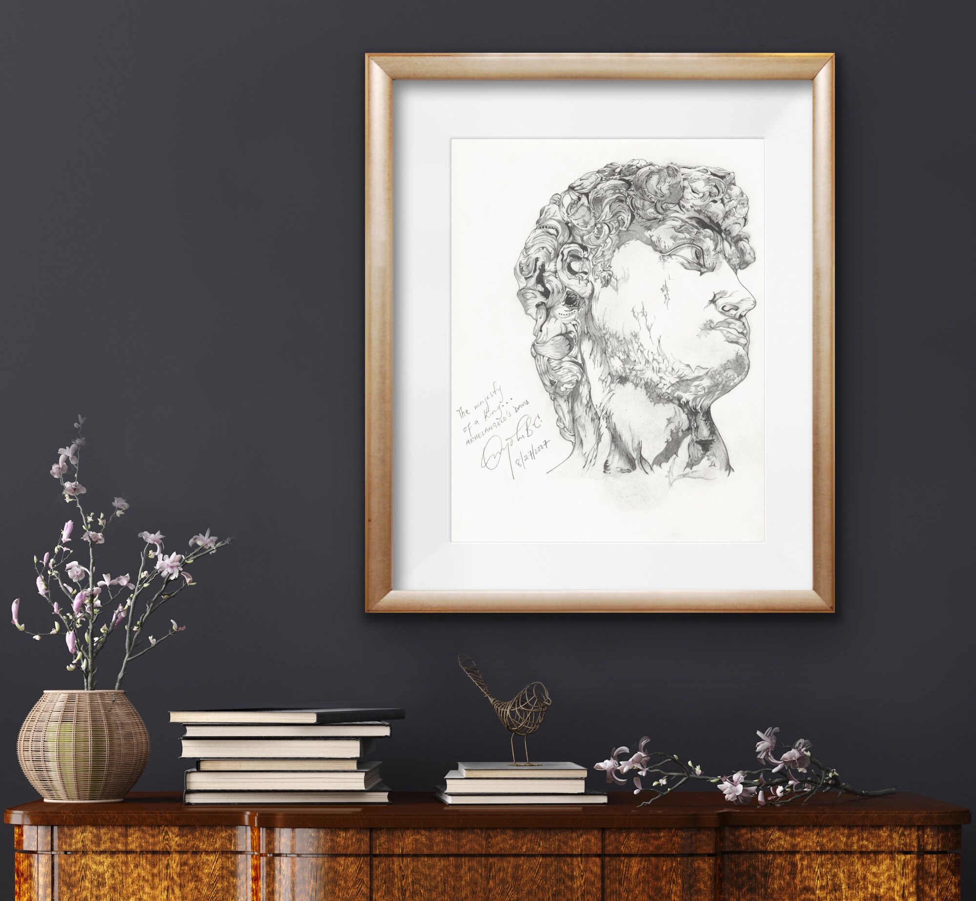 Michelangelo's David Decorative Print Pencil Drawing - Etsy