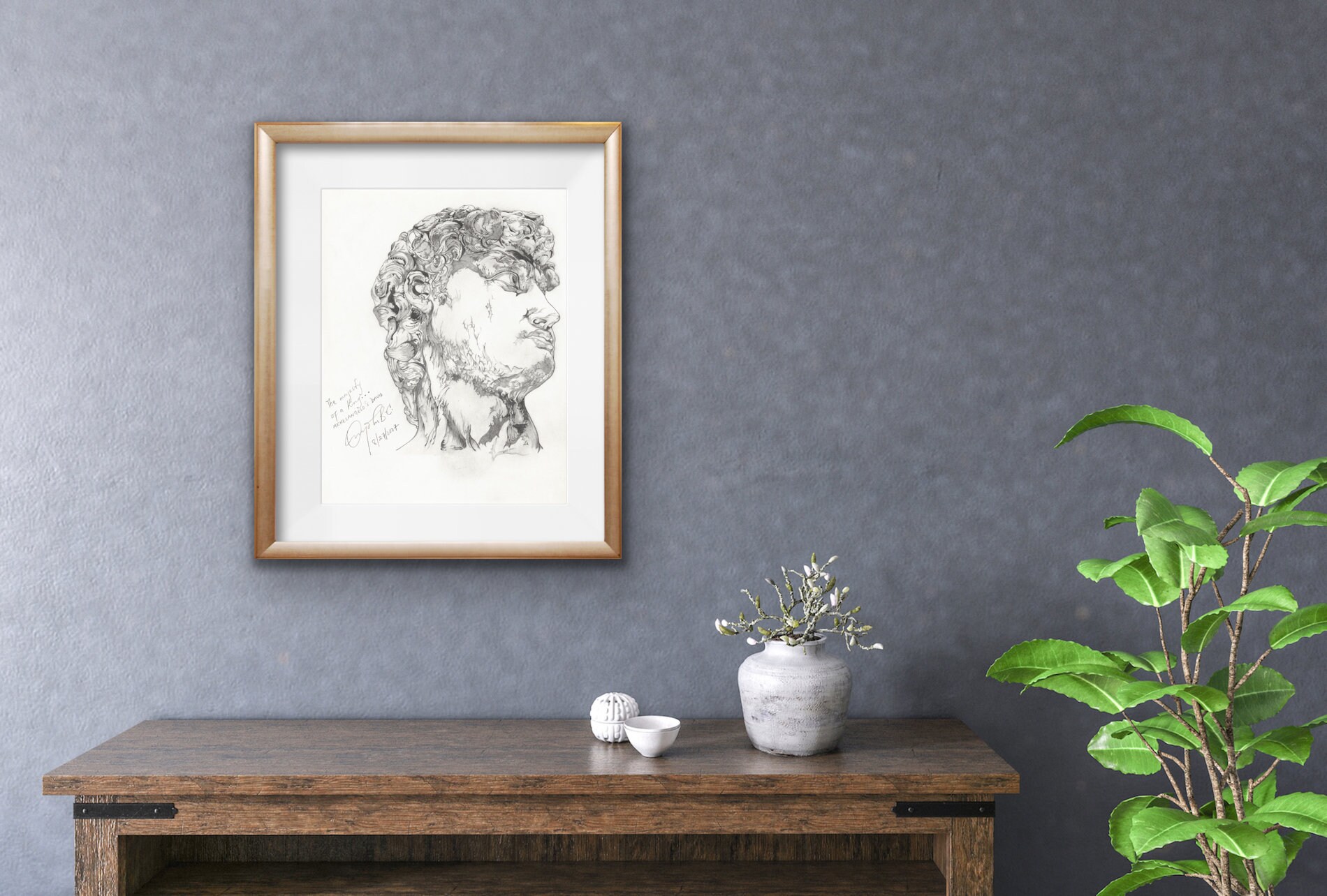 Michelangelo's David Decorative Print Pencil Drawing - Etsy