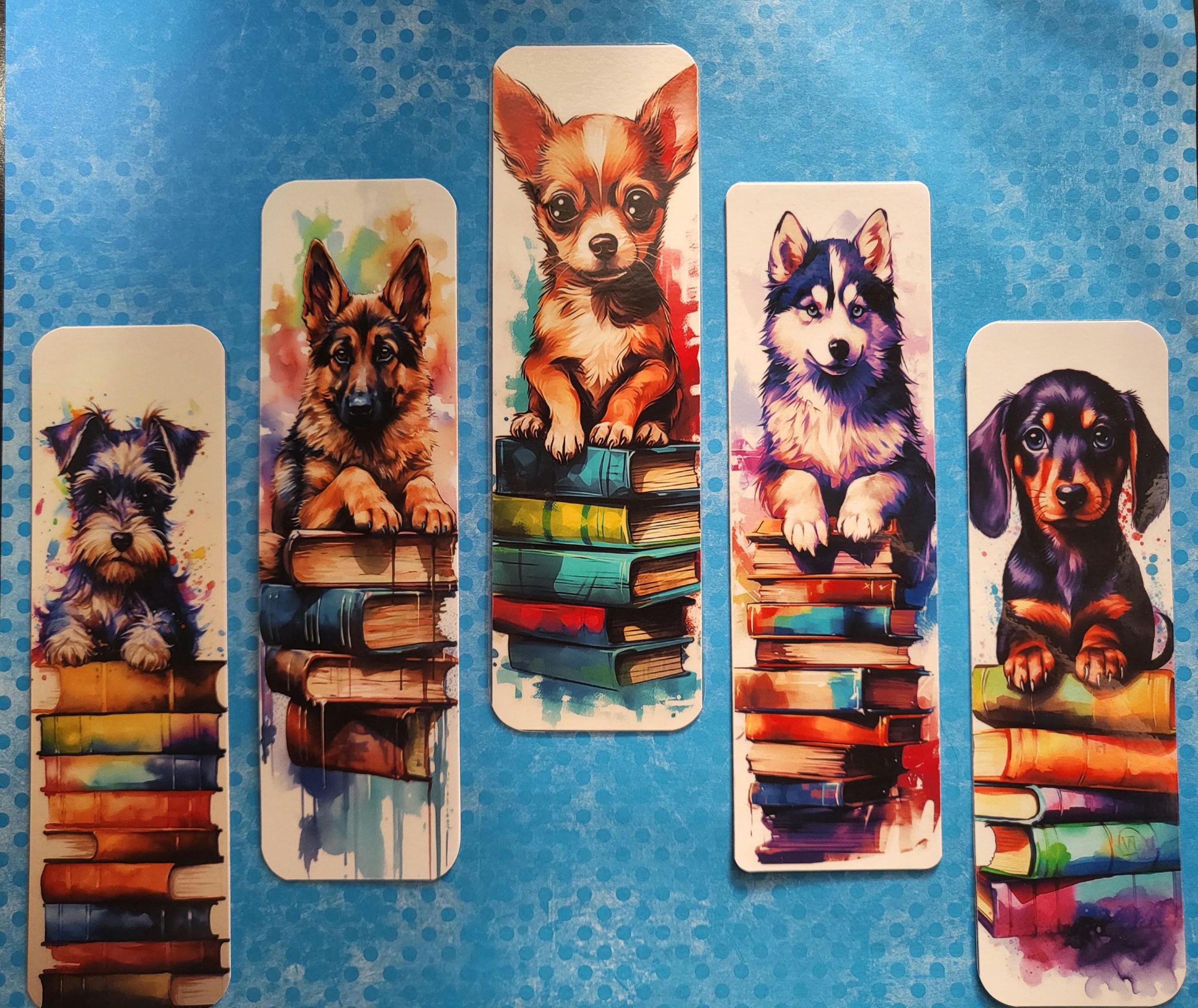 Dogs on Books! Bookmarks, Set of Five - Etsy