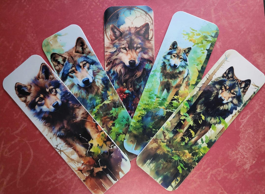 Wolf Bookmarks #2, Set of Five - Etsy