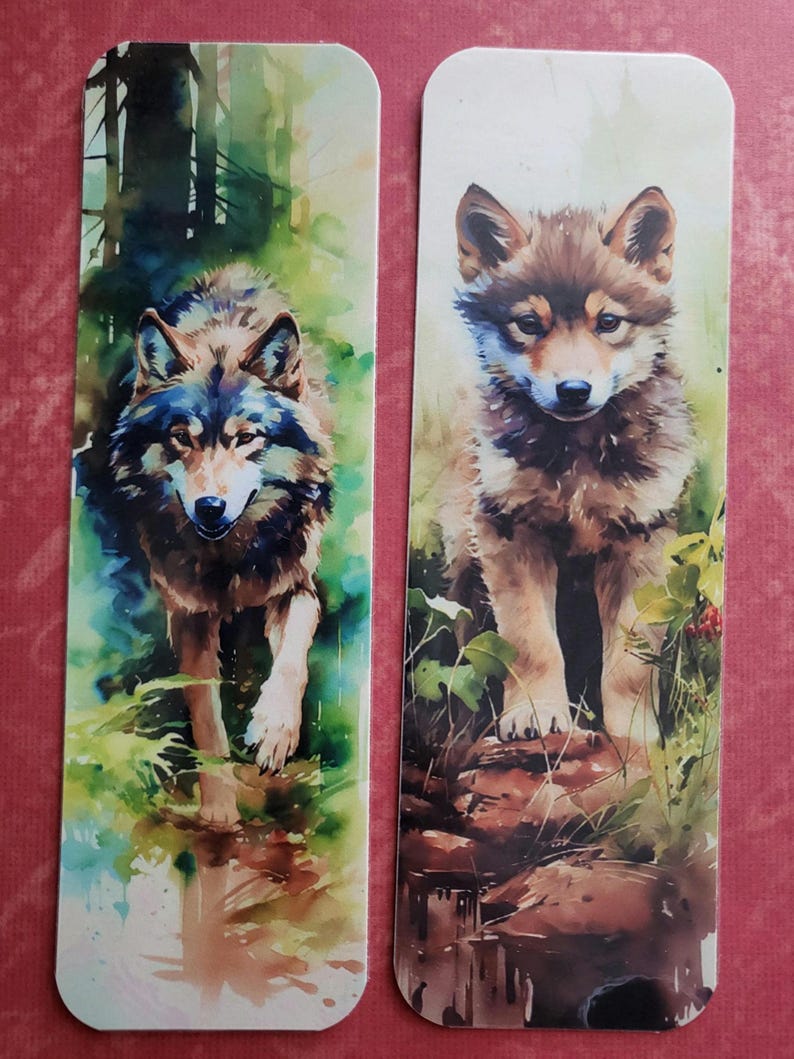 Wolf Bookmarks, Set of Five - Etsy