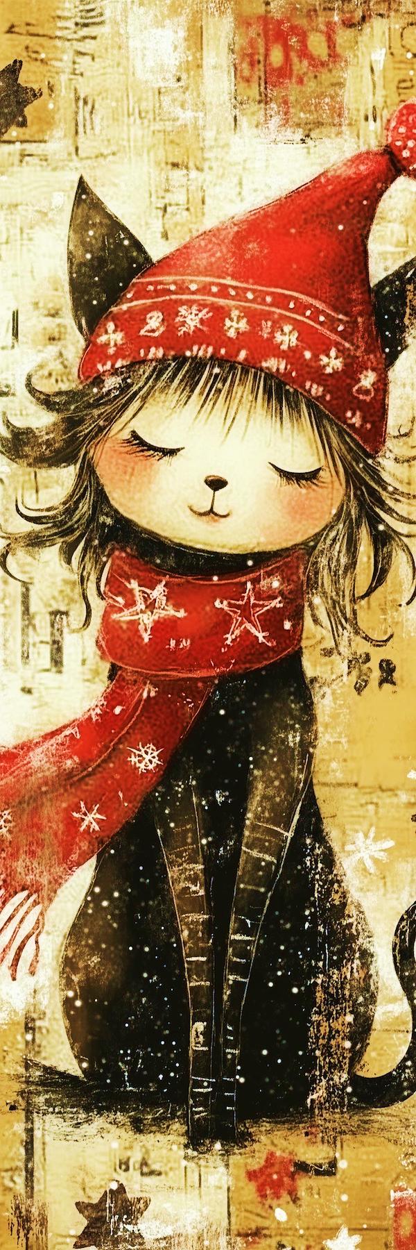 Christmas Bookmarks: Whimsy Christmas Cats, Set of Five - Etsy