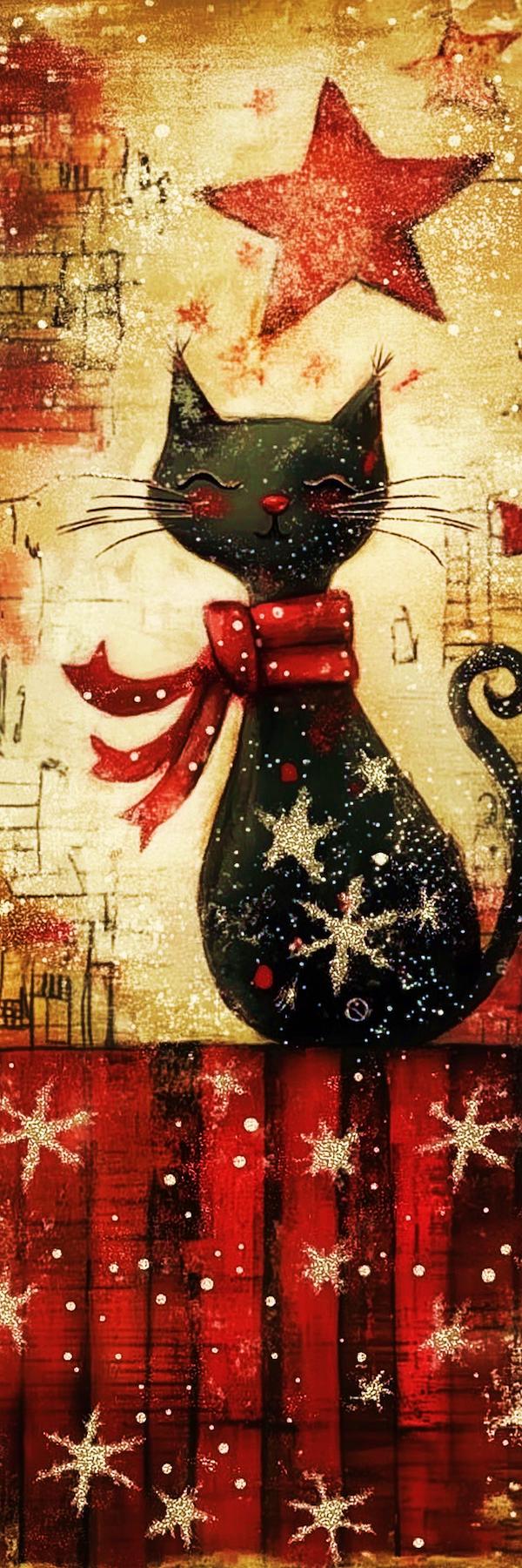 Christmas Bookmarks: Whimsy Christmas Cats, Set of Five - Etsy