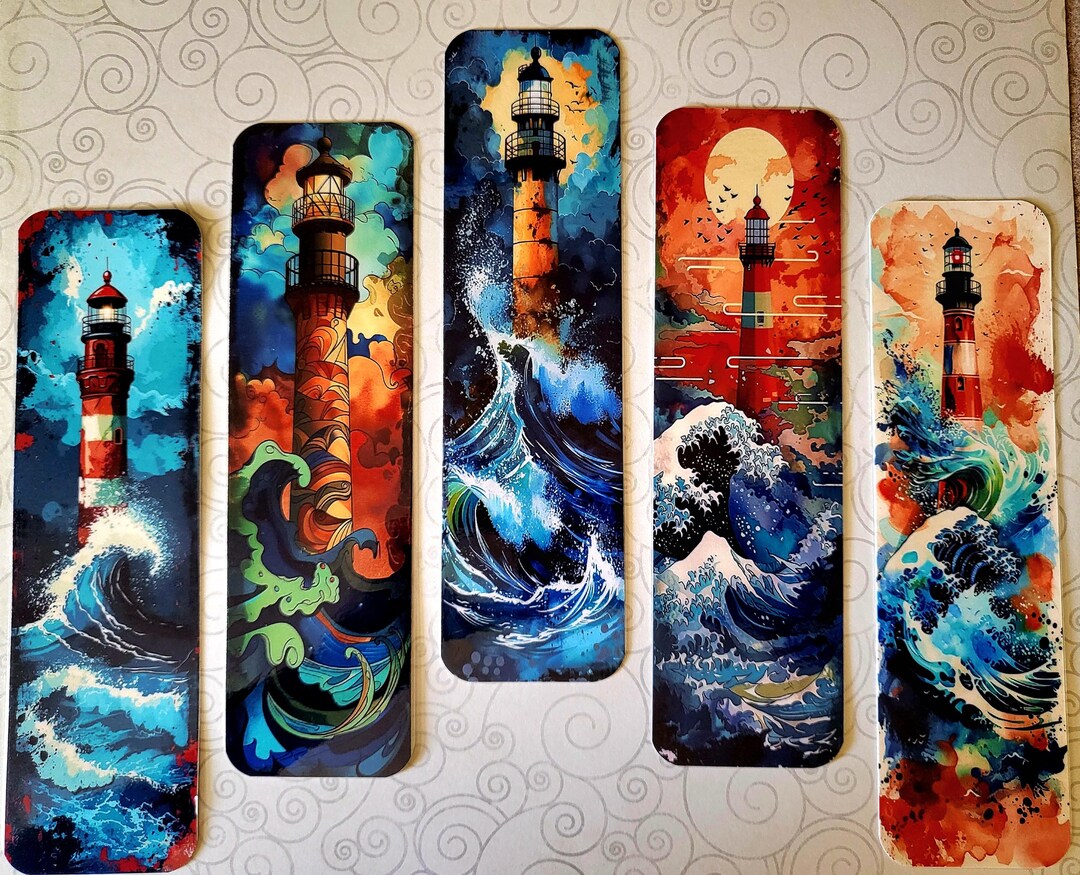 Lighthouse Bookmarks, Set of Five - Etsy