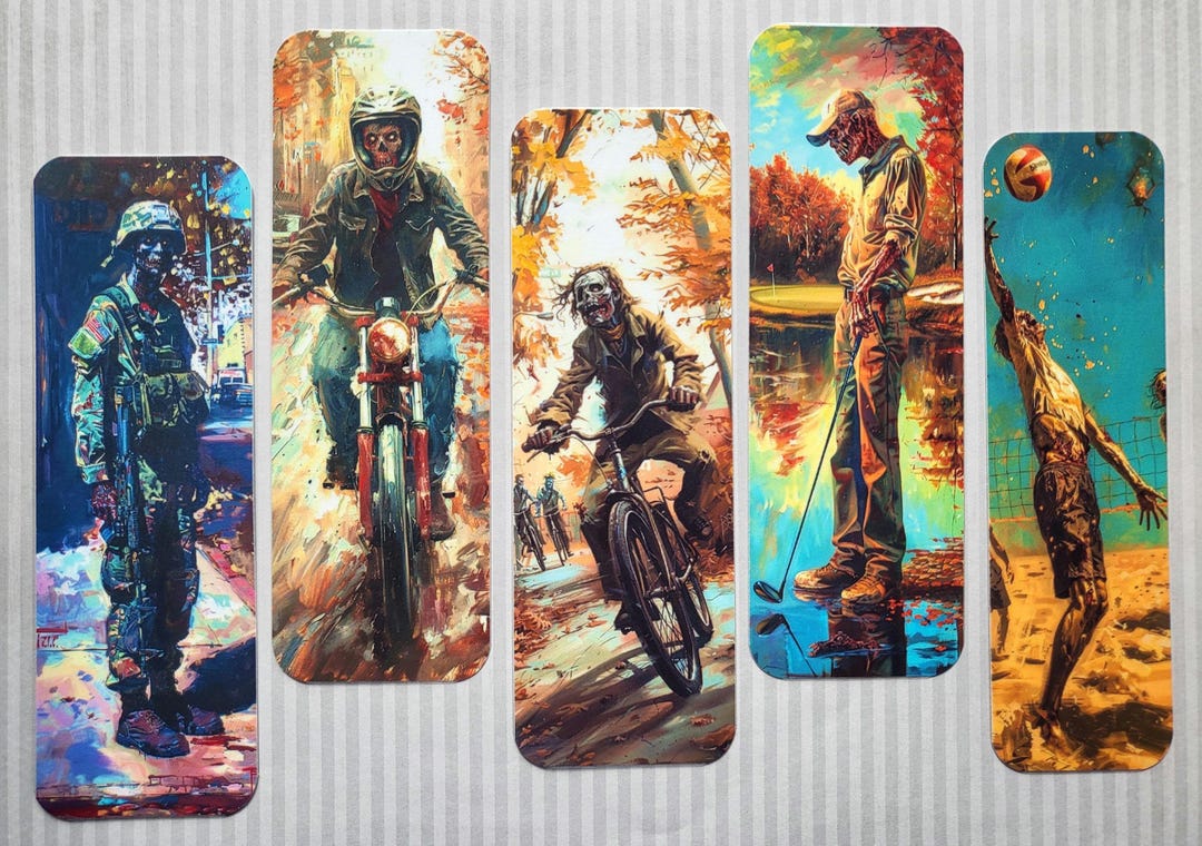 Halloween Bookmarks: Zombie Athletes & Soldiers; Set of Five - Etsy