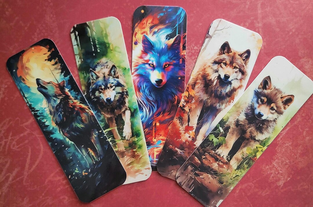 Wolf Bookmarks, Set of Five - Etsy