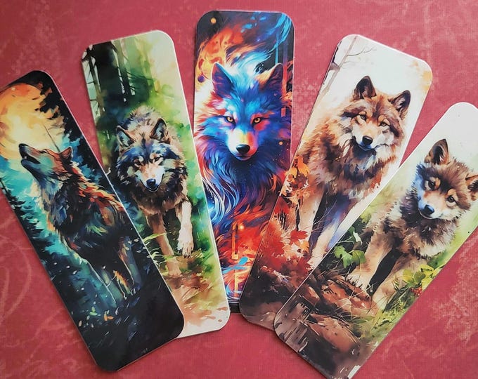 Wolf Bookmarks, Set of Five - Etsy