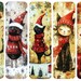 Christmas Bookmarks: Whimsy Christmas Cats, Set of Five - Etsy