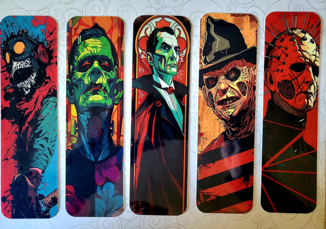 Halloween/horror Characters Bookmarks, Set of Five - Etsy UK