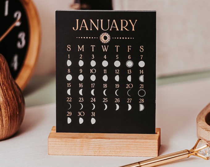 Moon Calendar 2023, Moon Phase Desk Calendar, - Etsy