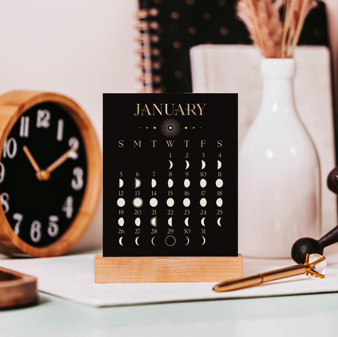 2025 Full Moon Desk Calendar With Stand, Lunar Phases Astrology Gifts ...