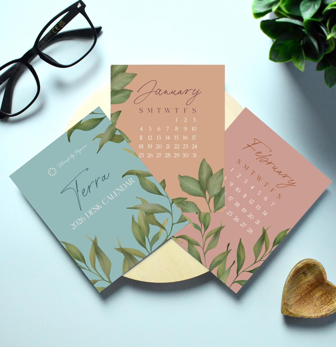 Botanical Art 2026 Monthly Calendar Cards, Pastel Office Desk Decor - Etsy
