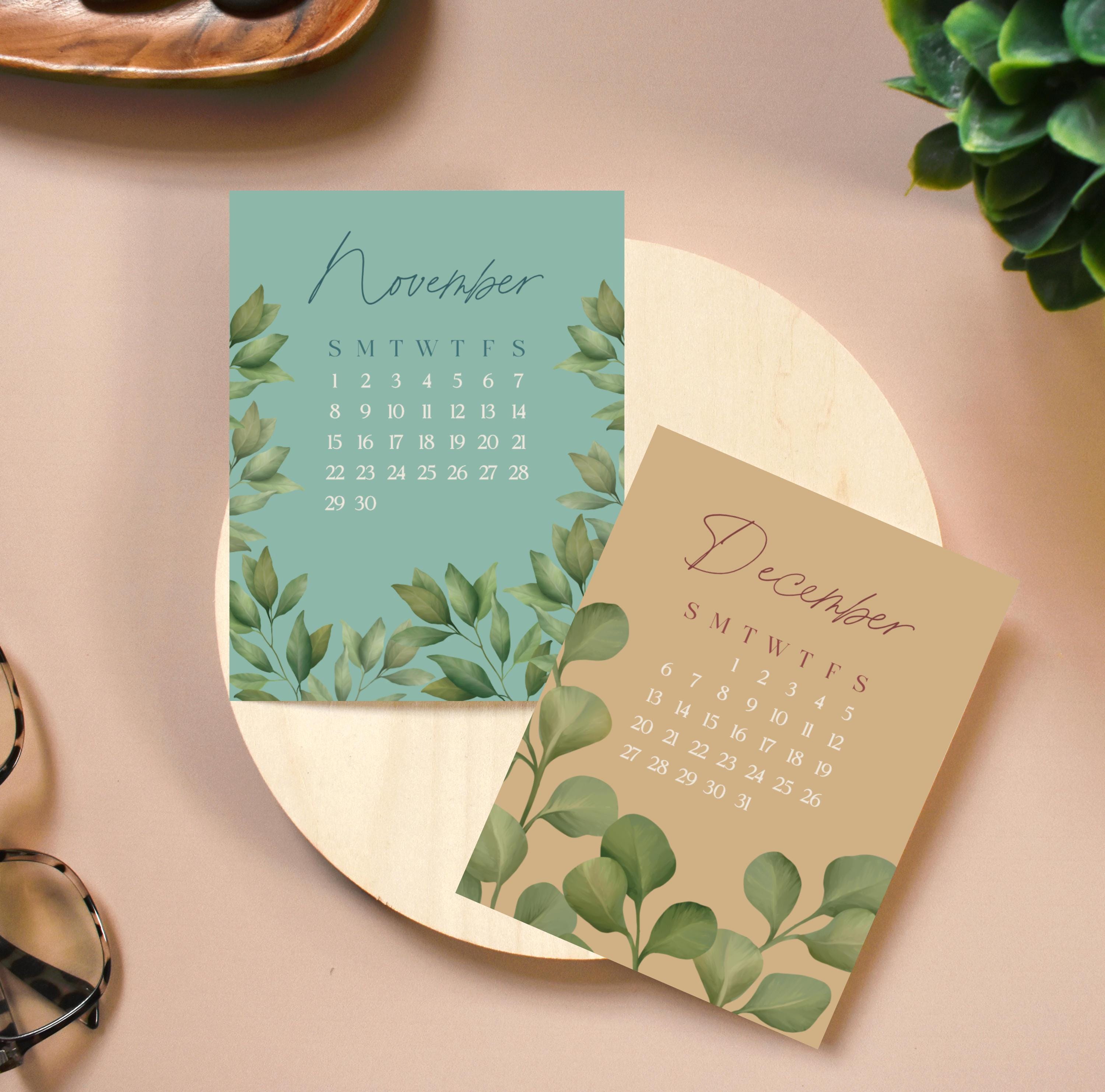 Botanical Art 2026 Monthly Calendar Cards, Pastel Office Desk Decor - Etsy