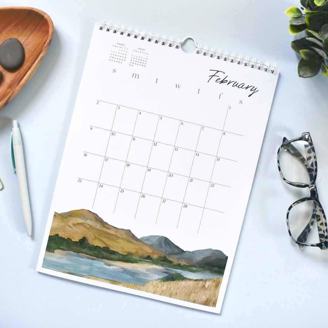 Sustainable 2025 Illustrated Calendar, Painted Landscape Nature Gifts ...