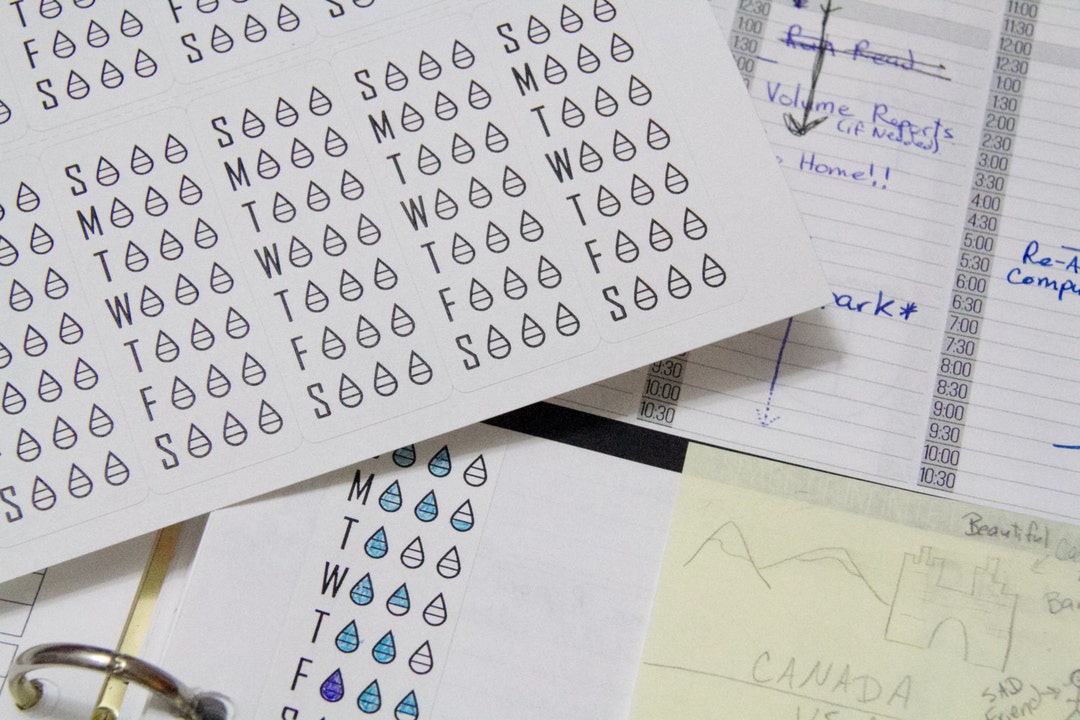 Printable Water Intake Stickers bullet Journalling / Day - Etsy