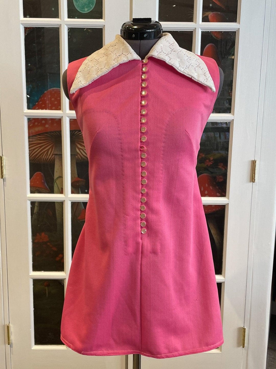 Vintage 1960s Pink Micro Mini Dress With Large Dagger Collar - Etsy