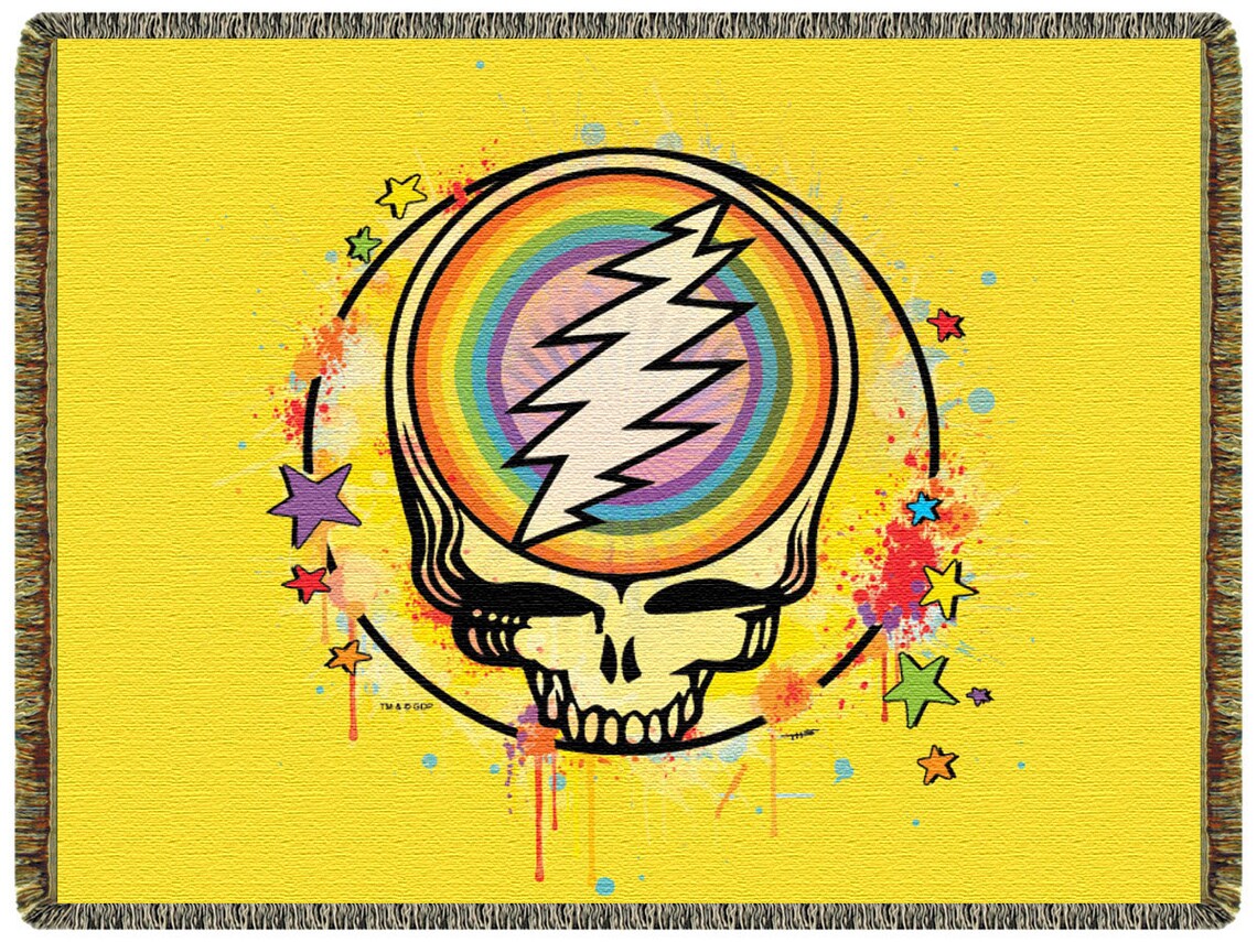 Grateful Dead Yellow Rainbow Splatter Stealie Woven Cotton | Etsy