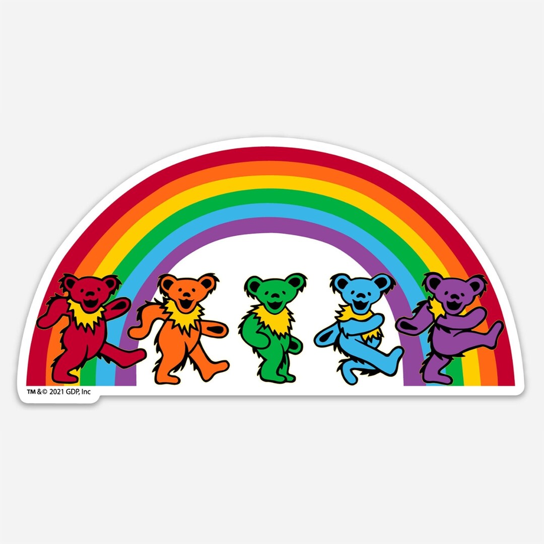 Grateful Dead Dancing Bears Sticker – Small Rainbow Bear Vinyl Decal ...