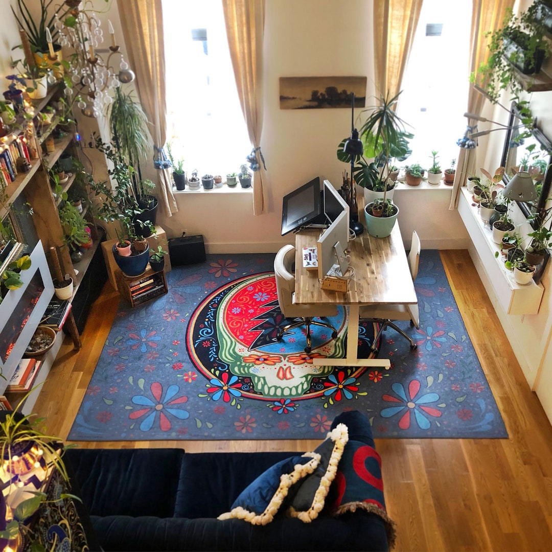 Grateful Dead Calaveras Stealie Area Rug, Steal Your Face Rug, Grateful ...