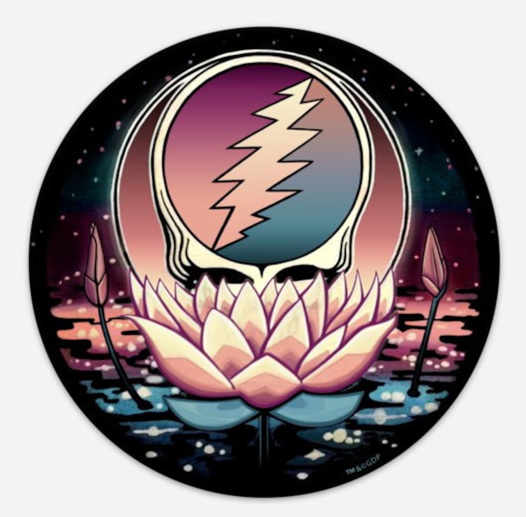 Grateful Dead Lotus Stealie Sticker – Floral Skull Vinyl Decal ...