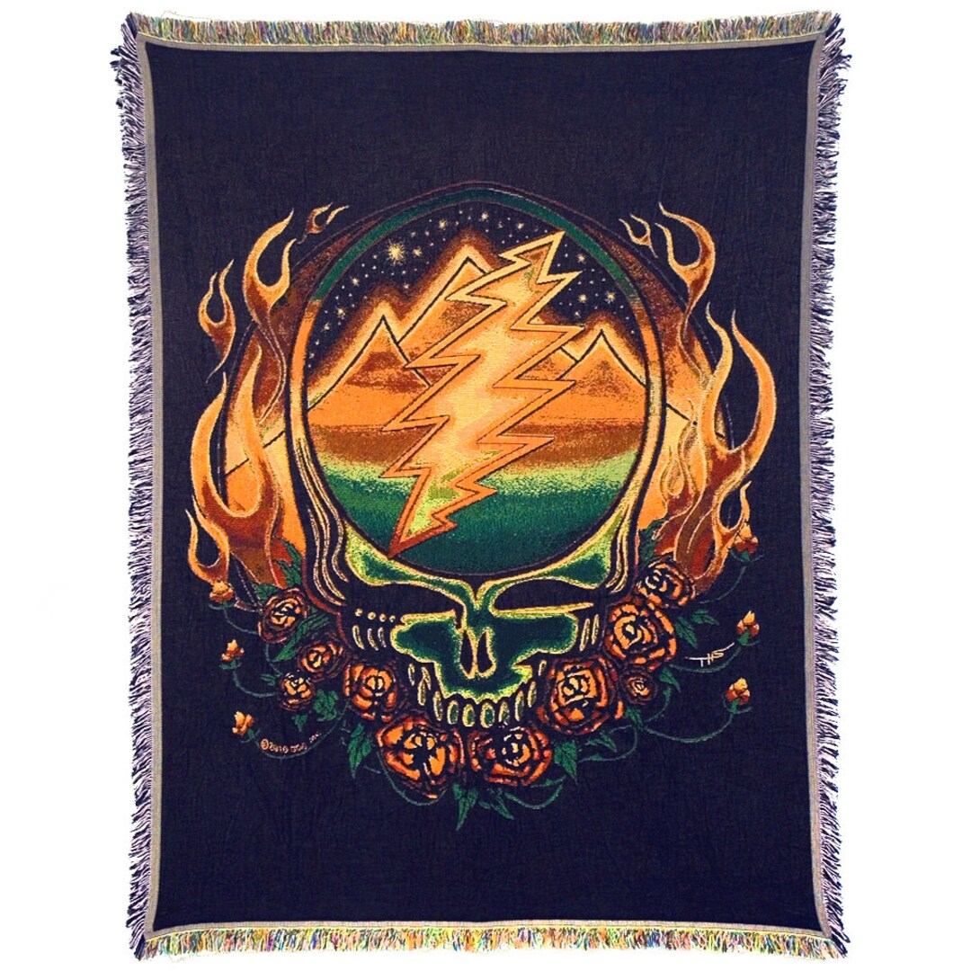 Grateful Dead Scarlet Fire Blanket – Stealie Woven Cotton Throw ...