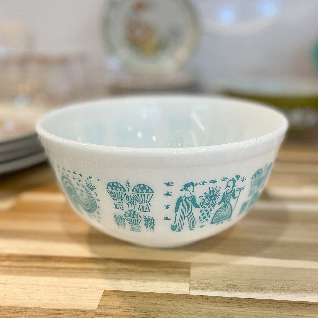 Vintage Pyrex 1960s Butterprint Turquoise Rooster Mixing Bowl 403 - Etsy