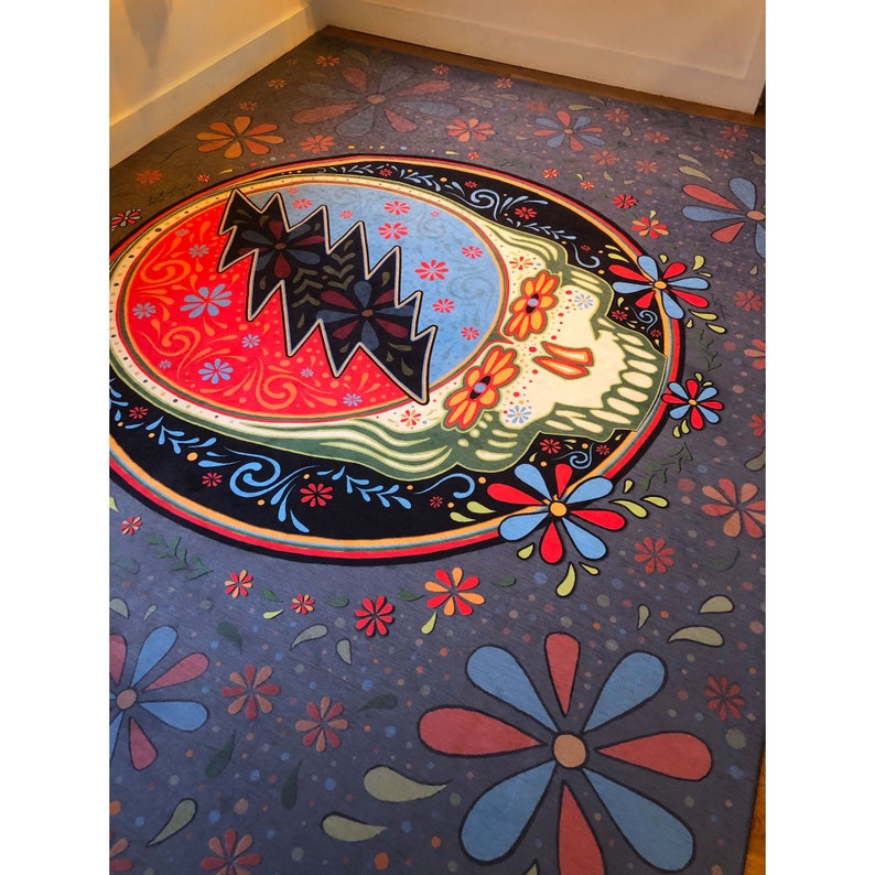 Grateful Dead Calaveras Stealie Area Rug Steal Your Face Rug - Etsy