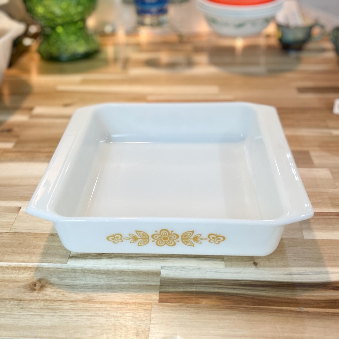 Vintage Pyrex Gold Butterfly Square Cake Dish 922 - Etsy