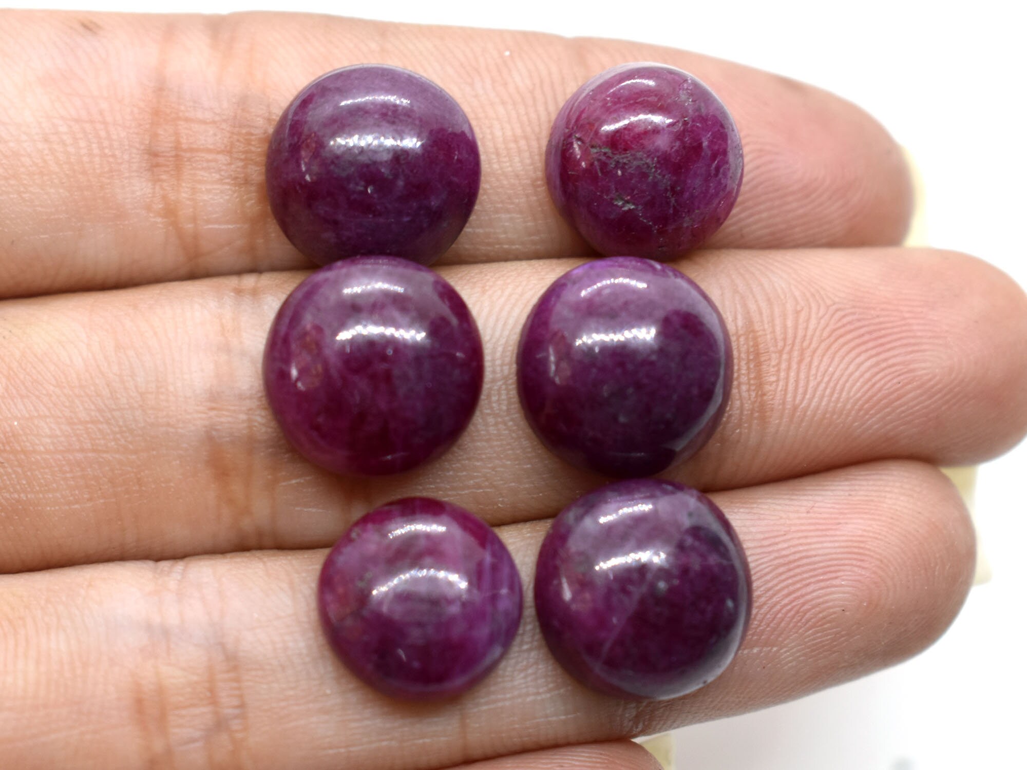 Natural Pink Ruby Plain Round Shape Cabochon 6 Pices | Etsy