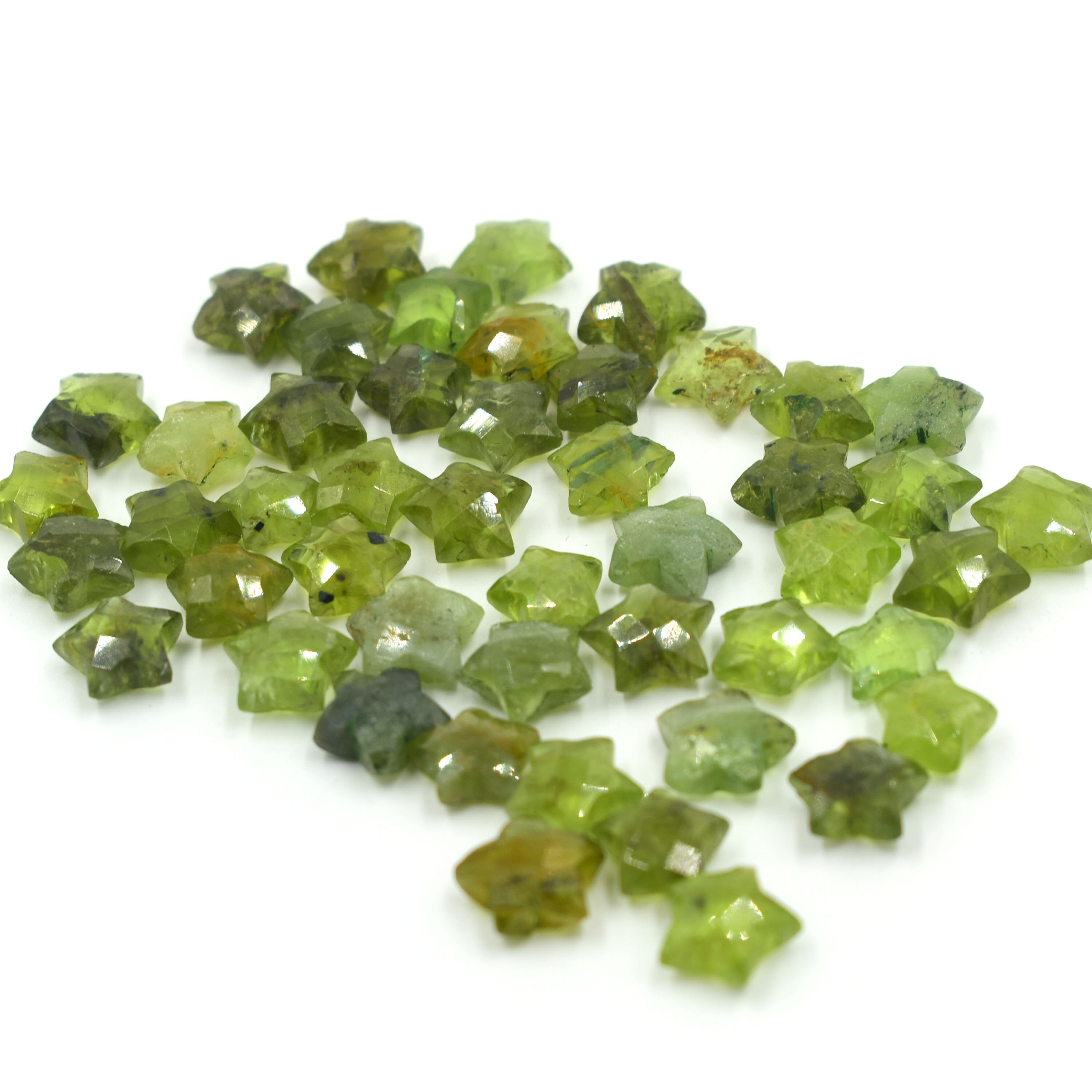 Loose Peridot Star Carving Faceted Peridot Briolette Beads - Etsy India